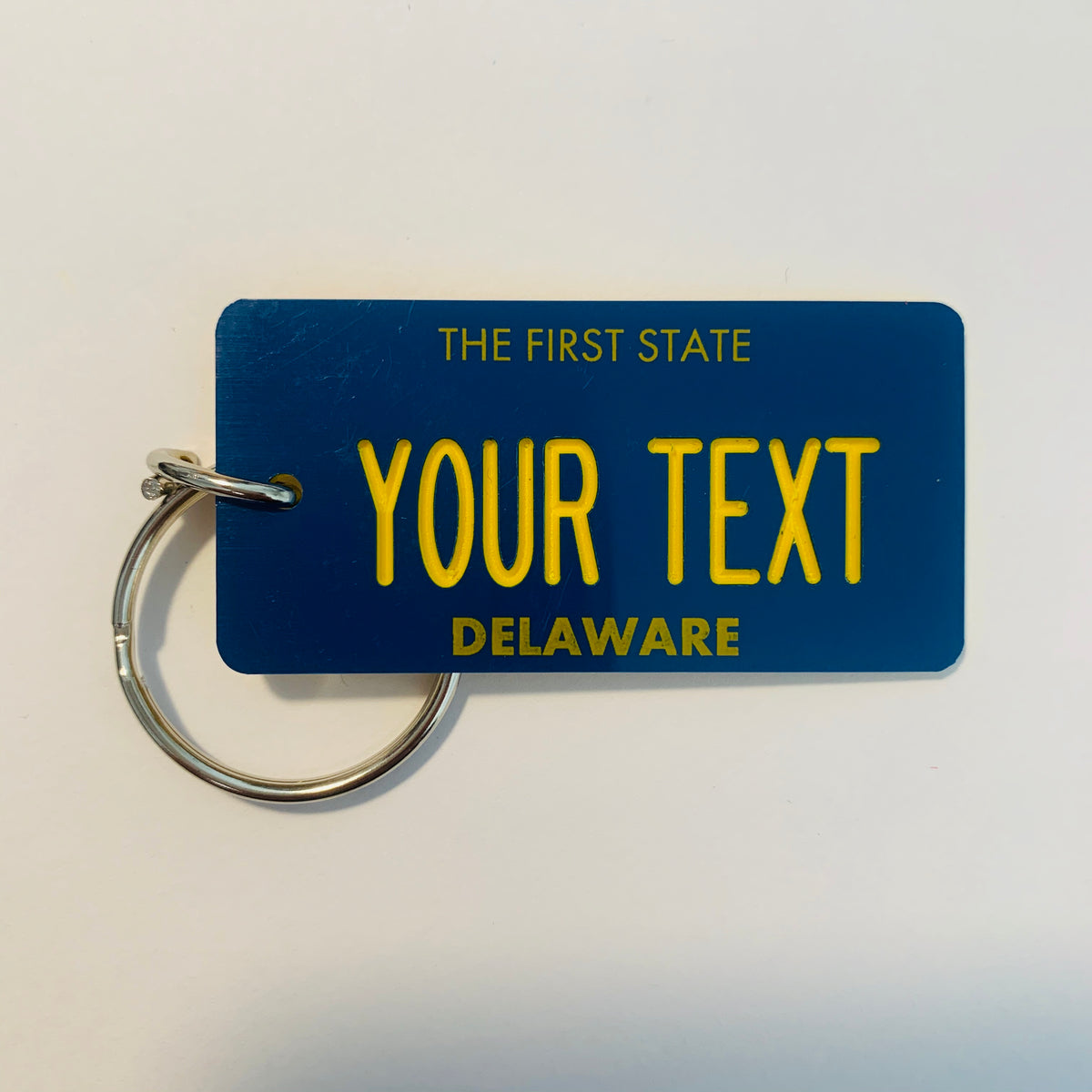 Delaware Blue License Plate Keychain – Cars & Keychains